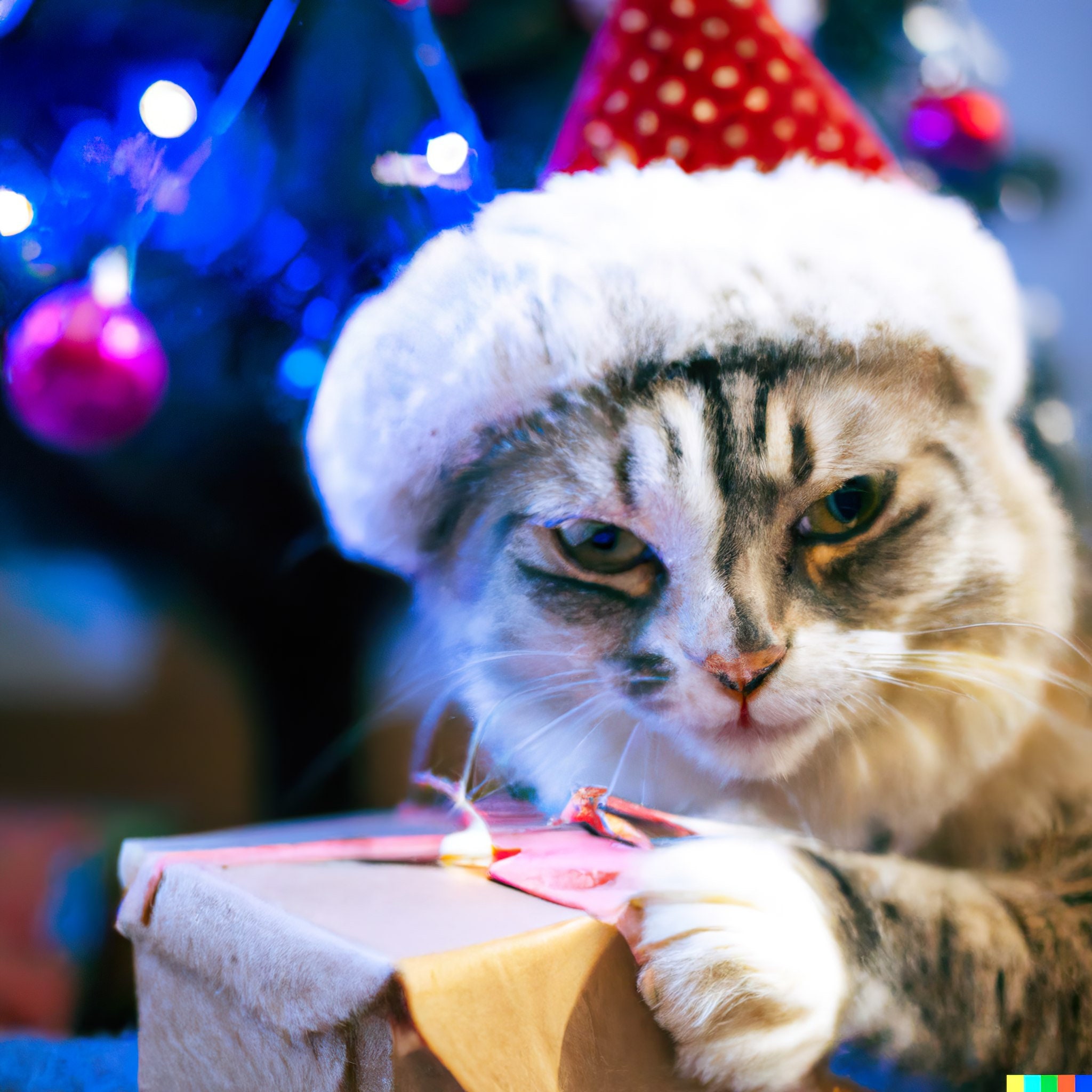 Cute Cat Celebrating Christmas, Digital Art - Etsy