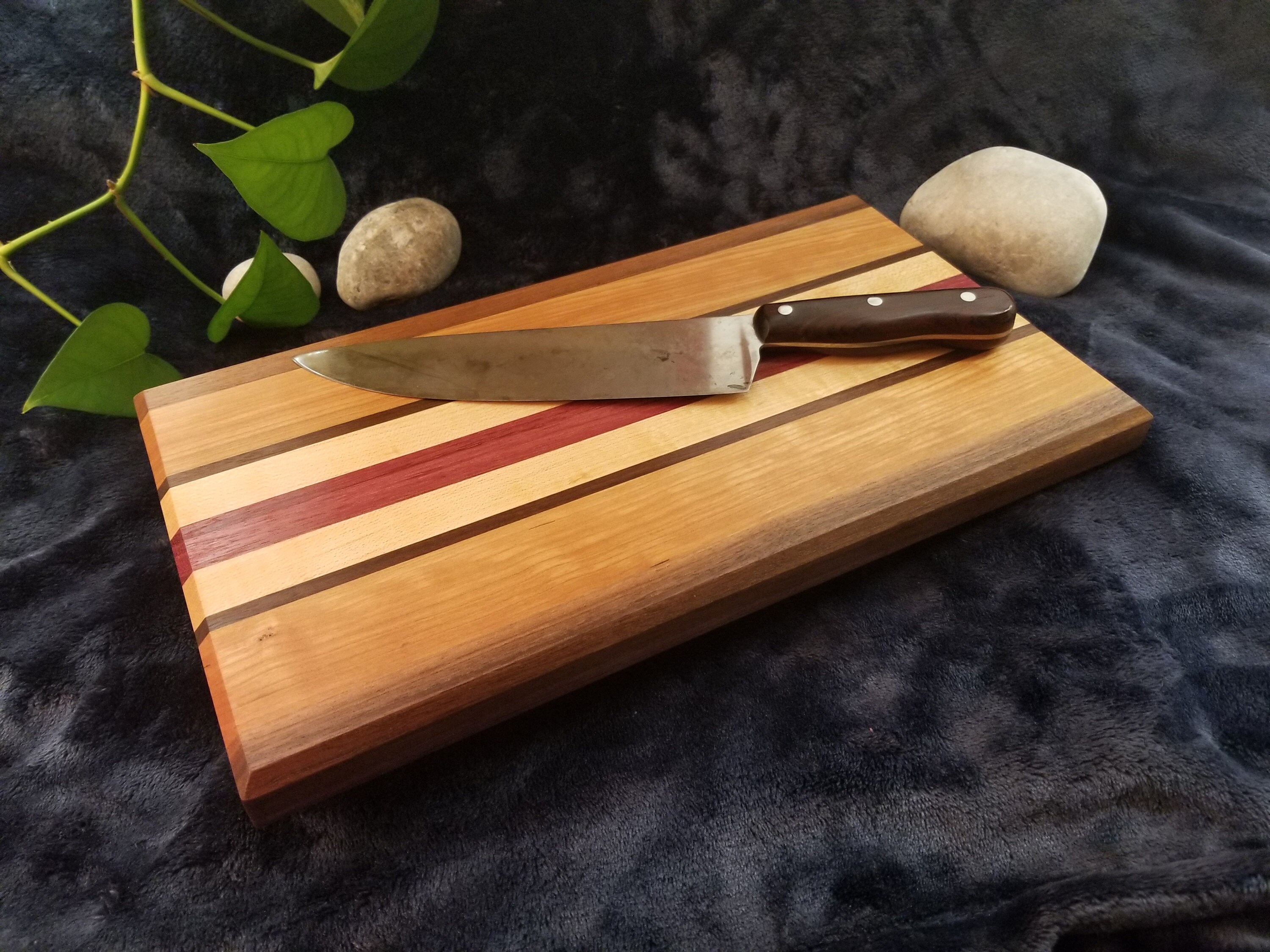 Handmade Edge Grain Cutting Board - Purpleheart, Walnut, Cherry and ...