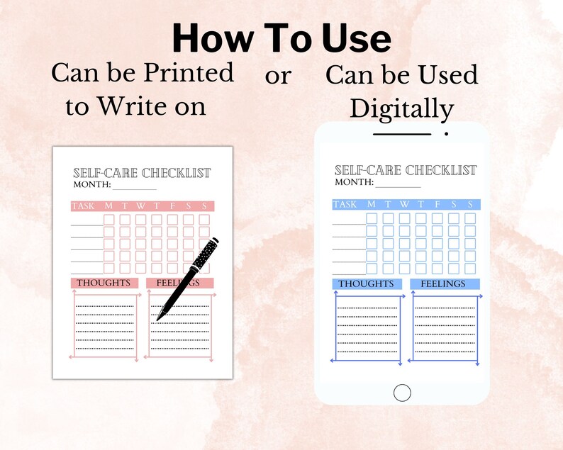 6 Monthly Self-care Checklist Pages, Self Love Daily Updated Printable ...