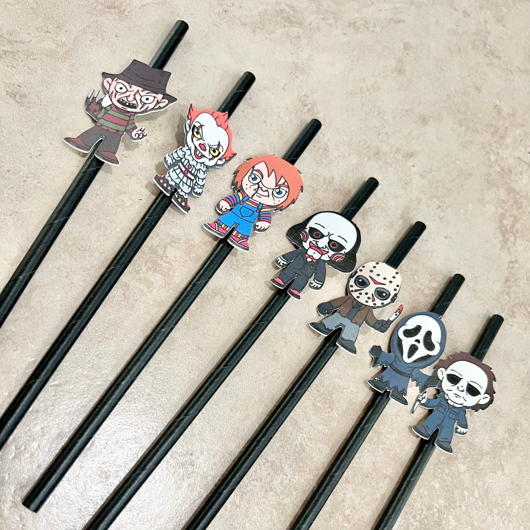 Horror Drinking Straws, Killer Birthday, Black Personalized Straws - Etsy