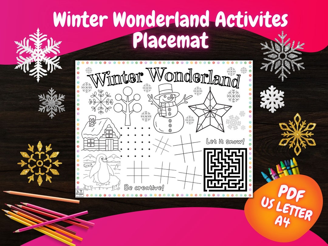 Winter Coloring Placemat, Christmas Party Coloring Page, Kids Activity ...