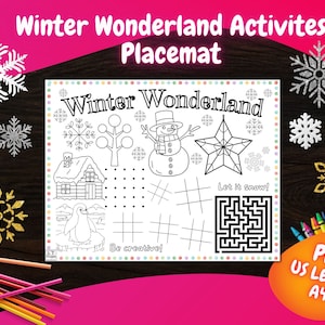 Winter Coloring Placemat, Christmas Party Coloring Page, Kids Activity ...