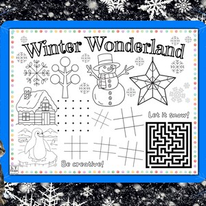 Winter Coloring Placemat, Christmas Party Coloring Page, Kids Activity ...