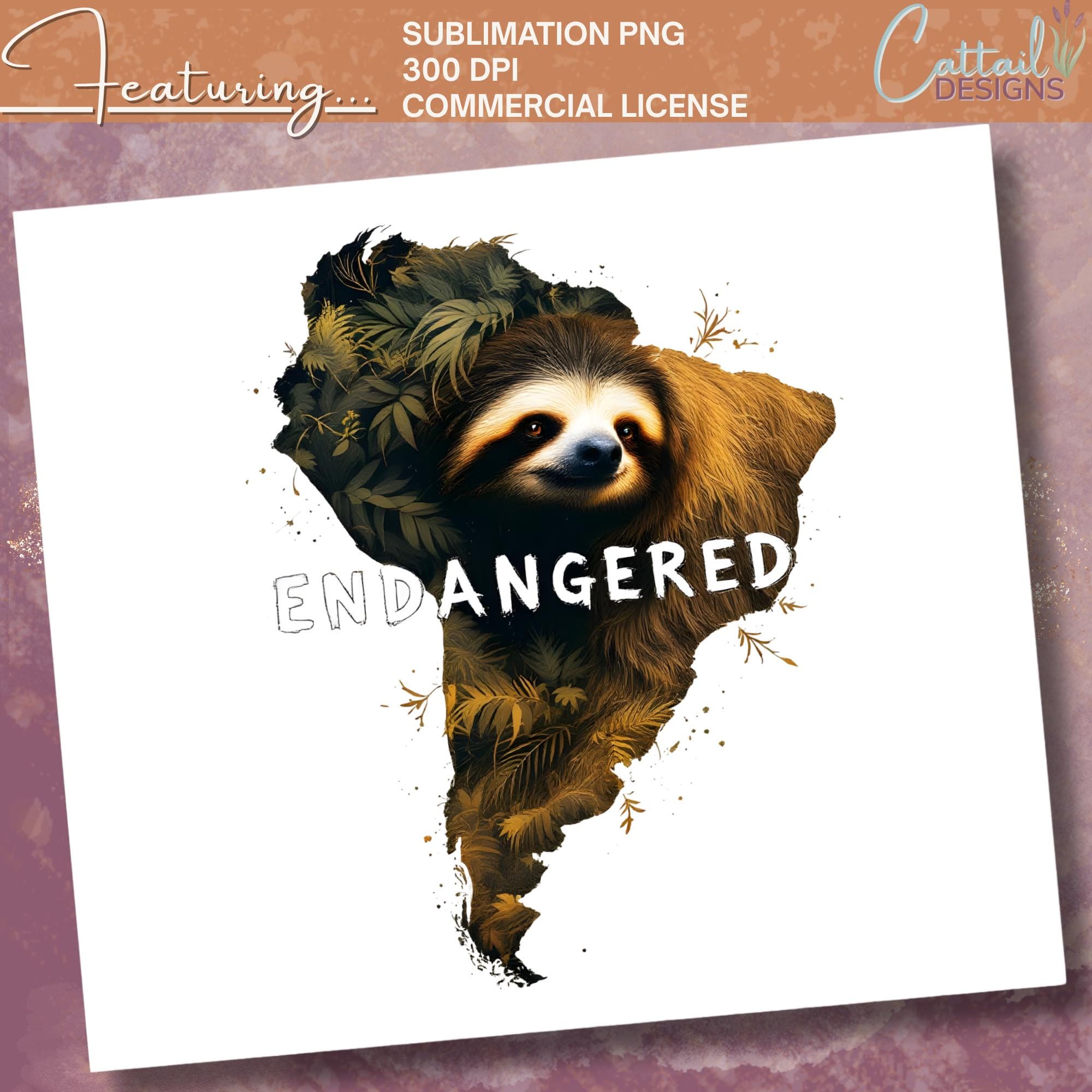 Endangered Sloth PNG | South America Map, Jungle Foliage (digital ...
