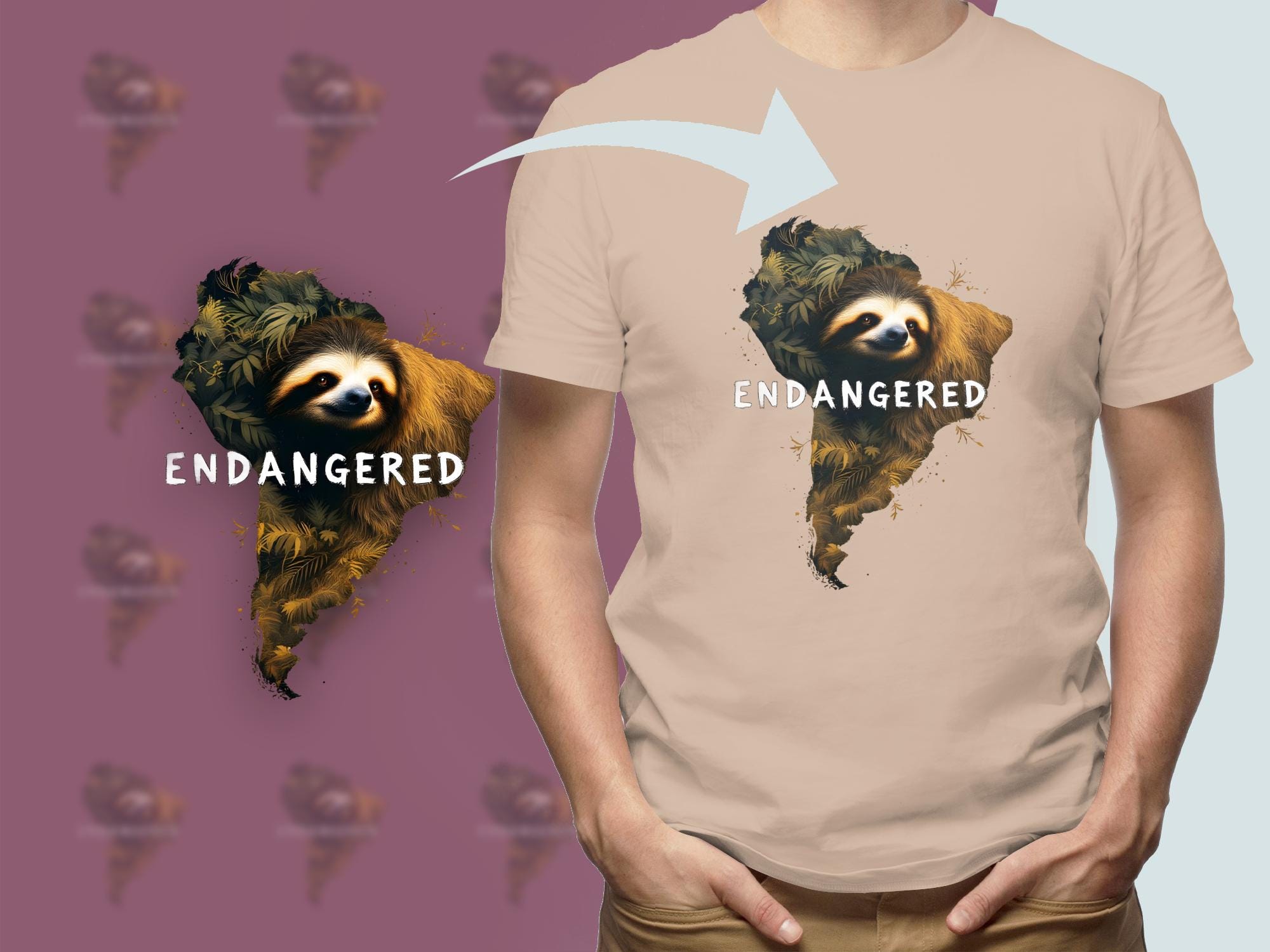 Endangered Sloth PNG | South America Map, Jungle Foliage (digital ...