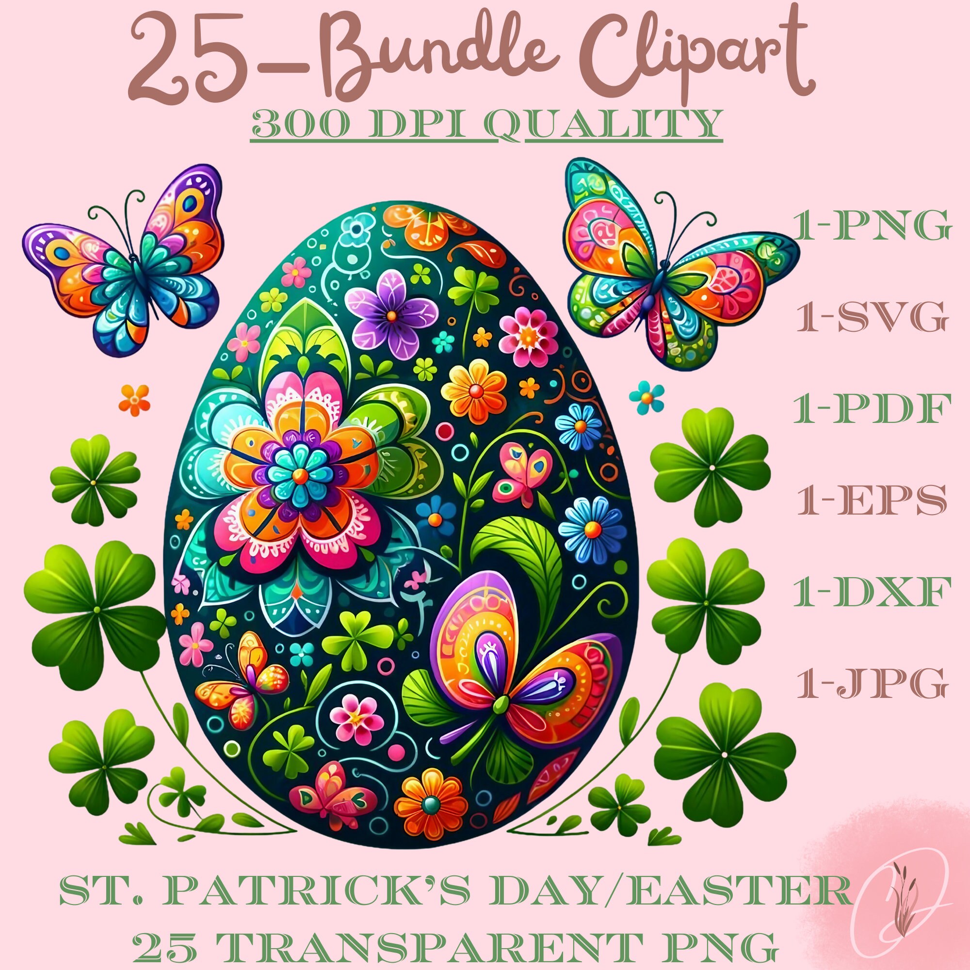 Lucky Duck Easter Clipart Set, Charming Duckling & Clover Designs for ...