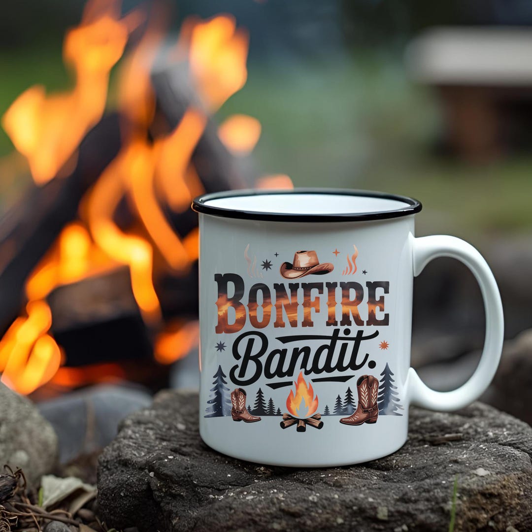 Bonfire Bandit PNG | Western Sunset Sublimation Design | Cowboy Hat ...