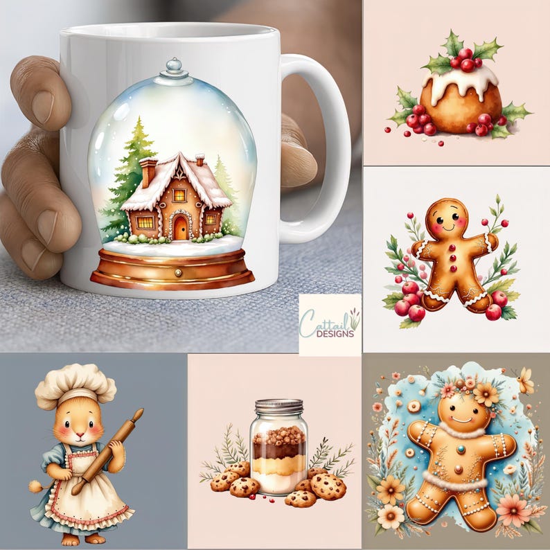 Baking Cookies PNG Set | Christmas Kitchen Clipart Watercolor Bundle ...