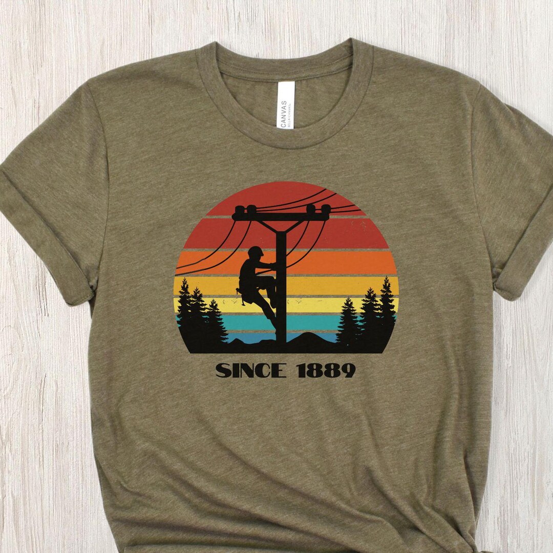 Electrical Power Lineman Tee - Classic Short Sleeve Jersey T-shirt for ...