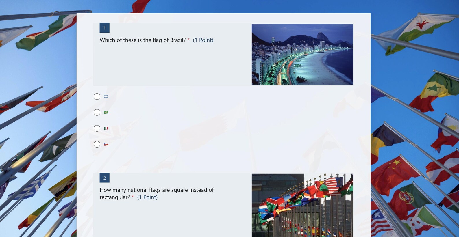 Flags of the World - M365 Forms Team Building Quiz Prefilled Template ...