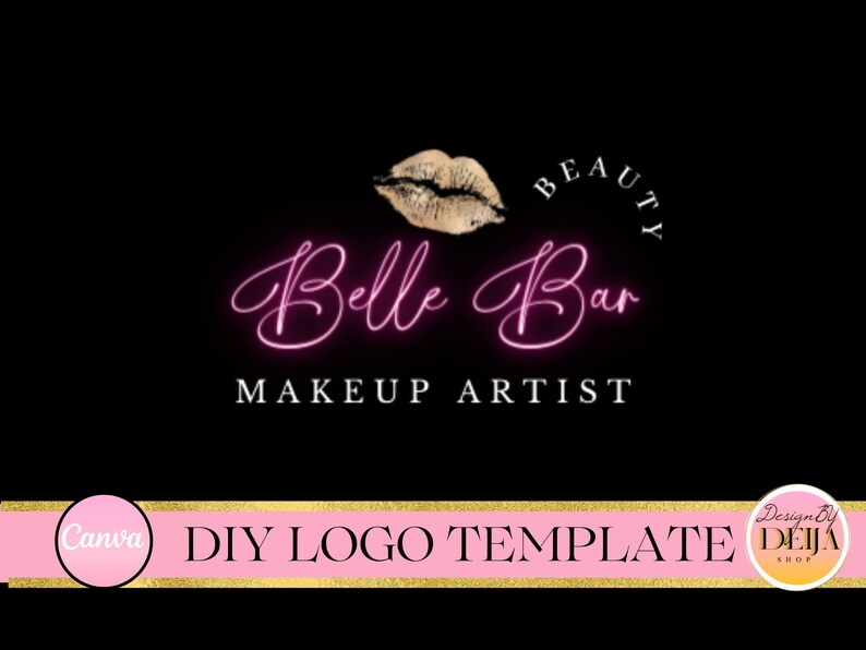 DIY Makeup Logo Design, Pink Logo Design, Makeup Artist Logo Design ...