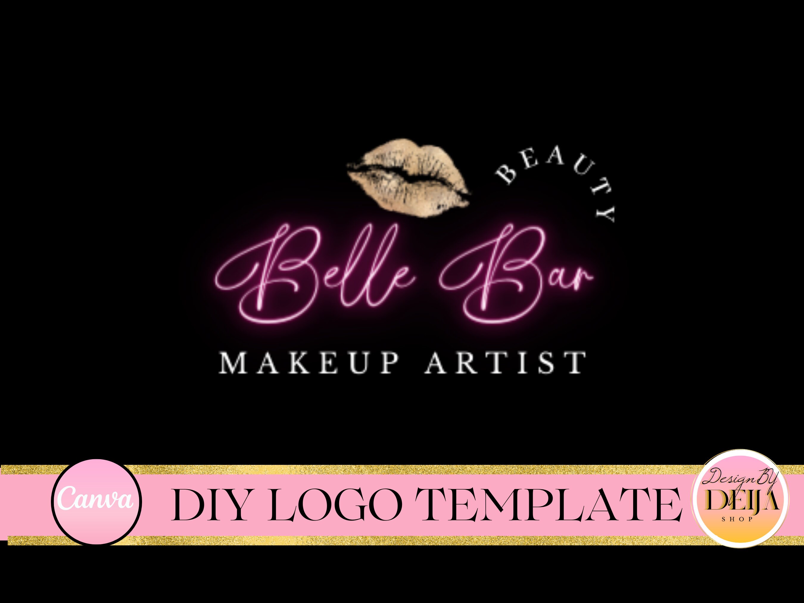 DIY Makeup Logo Design, Pink Logo Design, Makeup Artist Logo Design ...