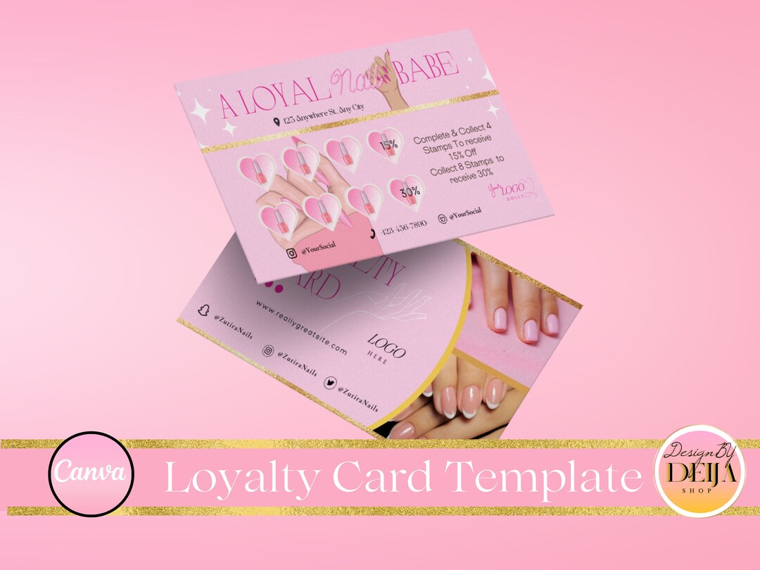 DIY Nail Tech Loyalty Card Template - Editable on Canva - Perfect for ...