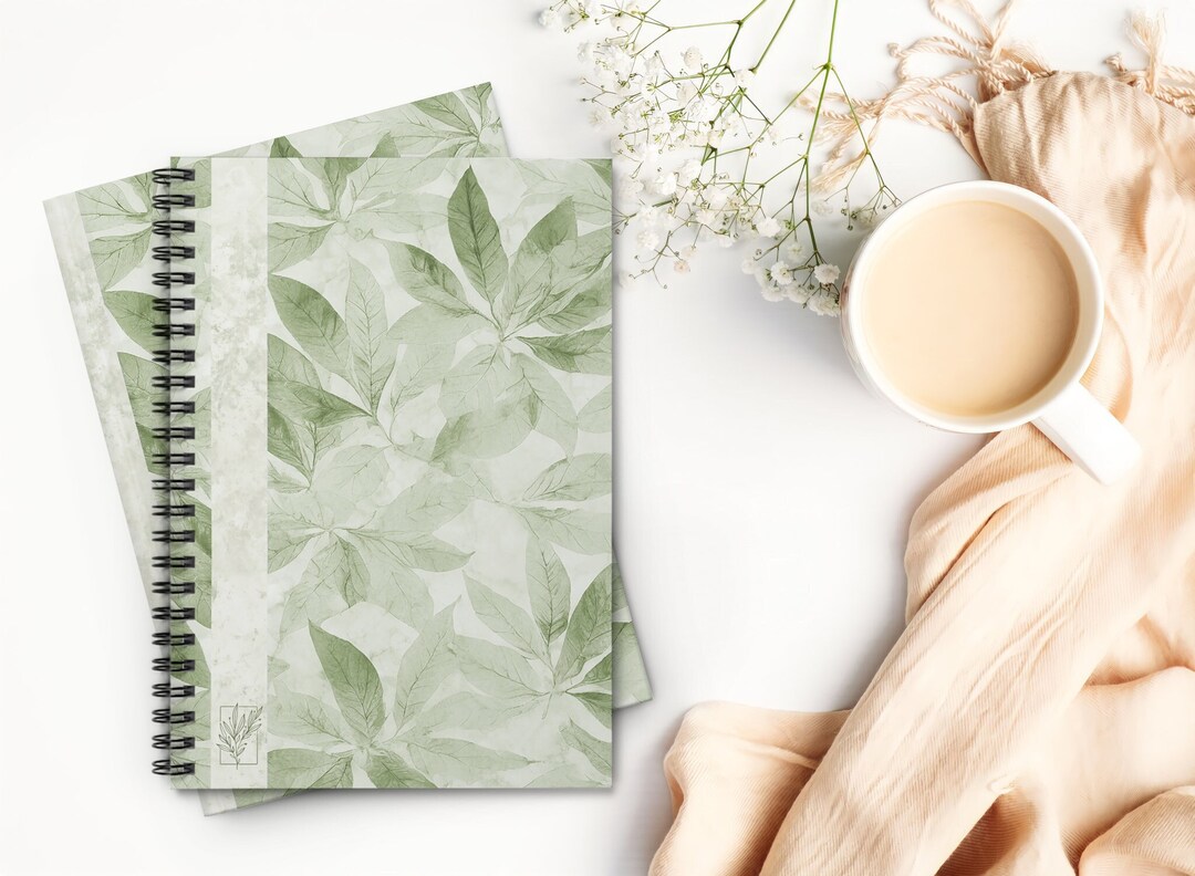 Pressed Leaf Spiral Notebook, Beautiful Botanical Nature Journal, Ruled ...