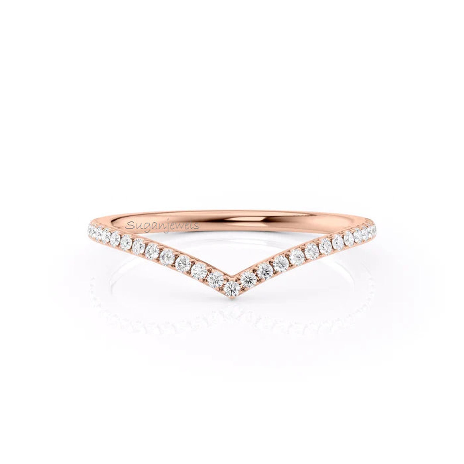 V Shaped Band 1.5mm Moissanite Wedding Band for Women V - Etsy