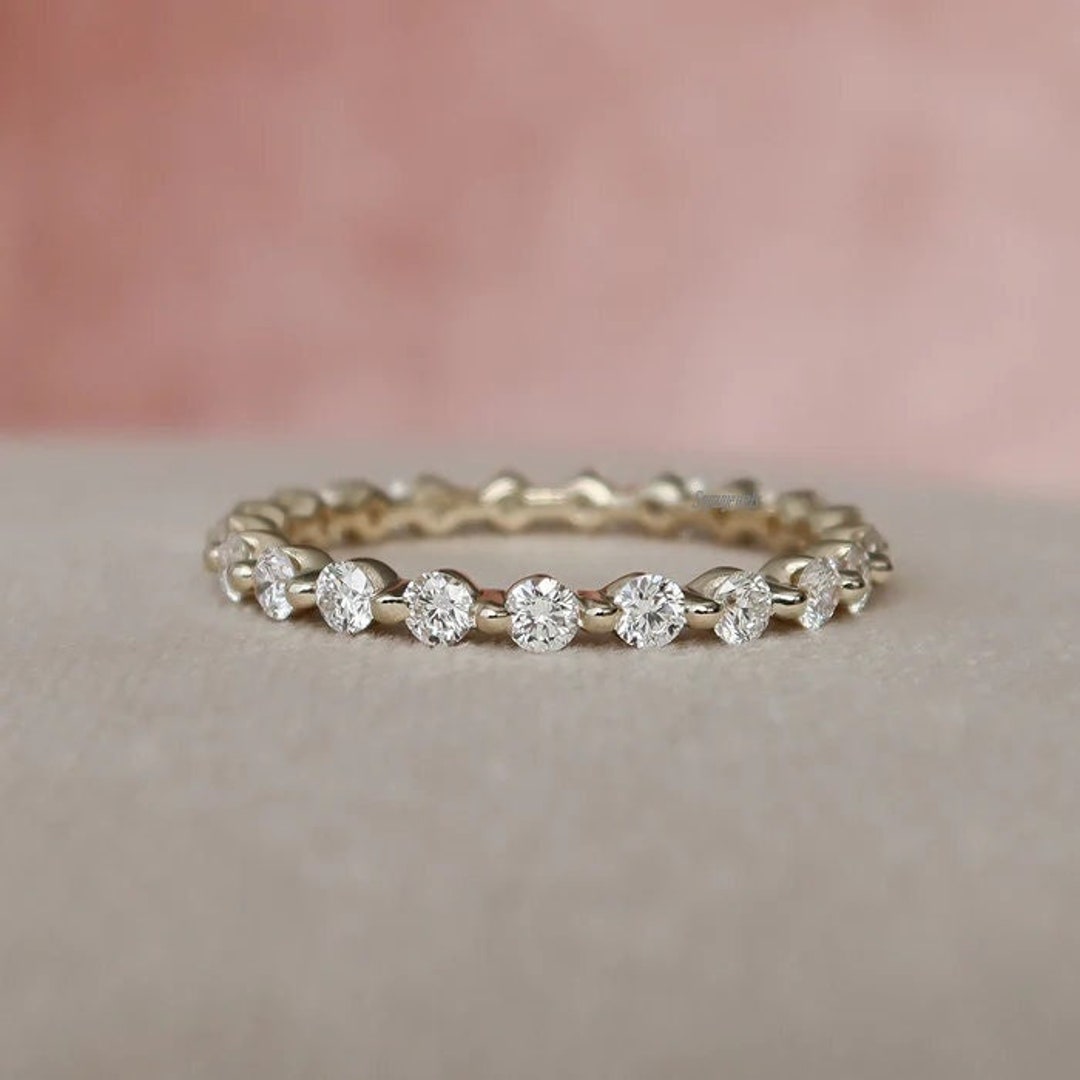 Petite Diamond Distance Band / Moissanite Diamond Wedding Band / Tiny ...