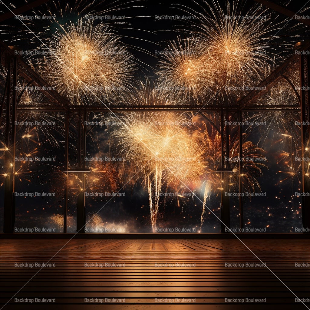 5 Digital Fireworks Digital Backdrops for Photos / New Year's Backdrop ...