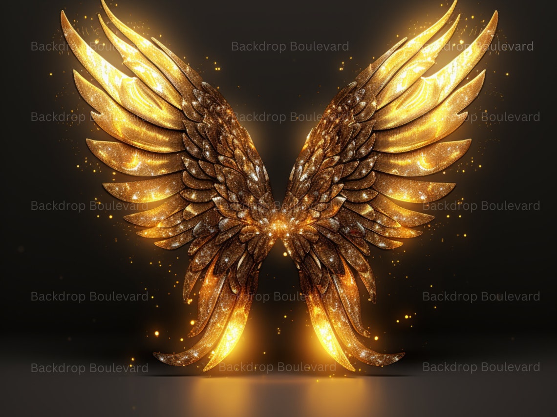 6 Gold Flame Digital Angel Wings Overlay, Photoshop Overlays, Angel ...