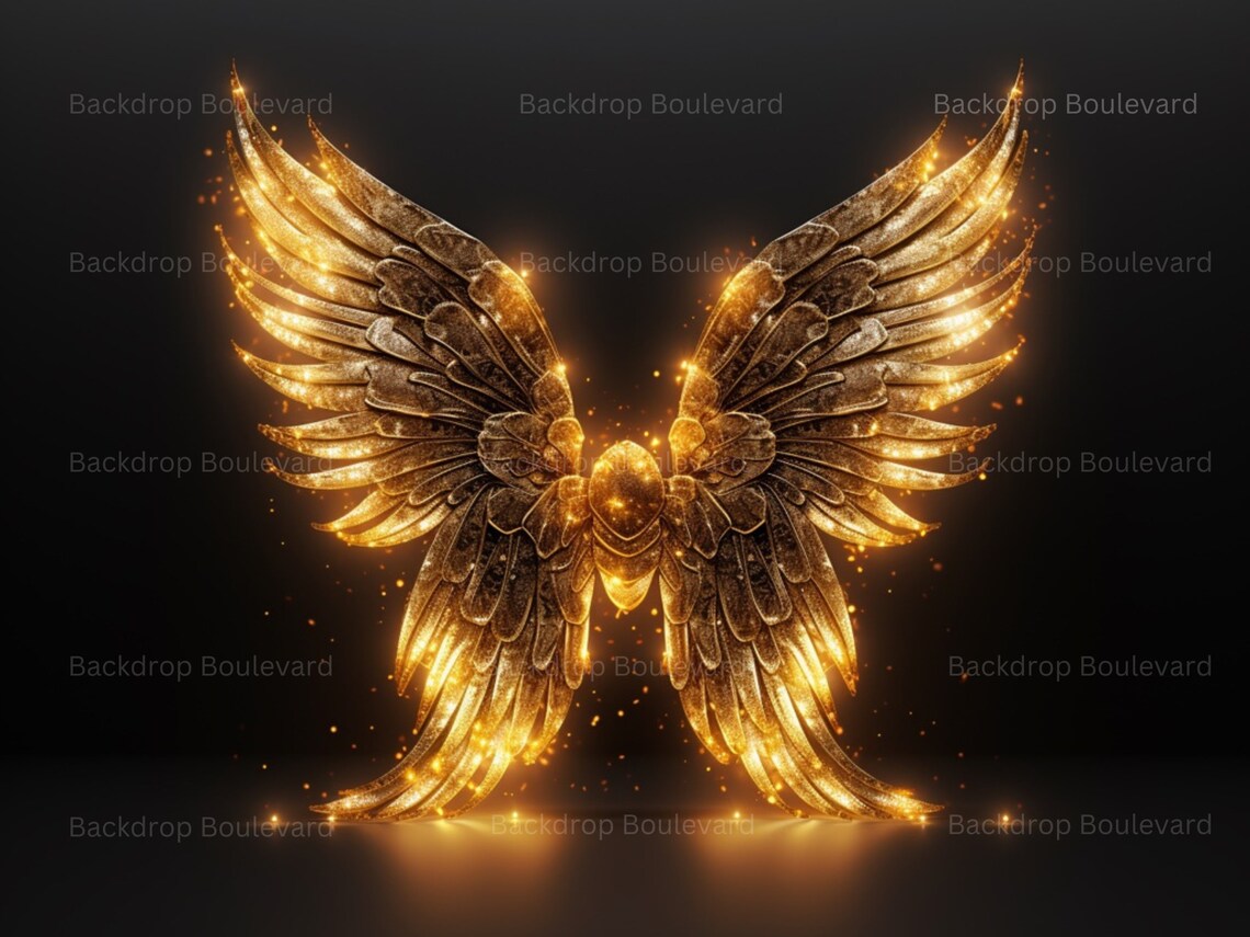Gold Flame Angel Wings Overlay, Photography Backdrop (digital Download ...