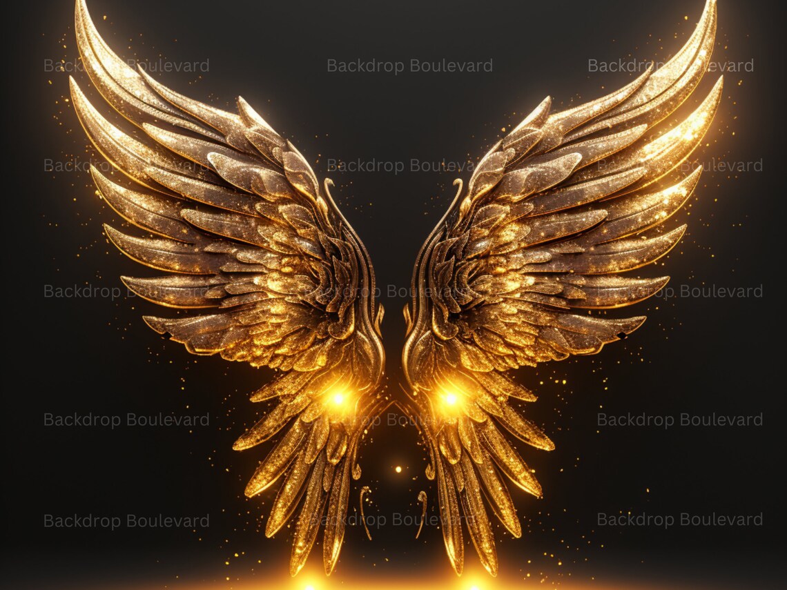 Gold Flame Angel Wings Overlay, Photography Backdrop (digital Download ...