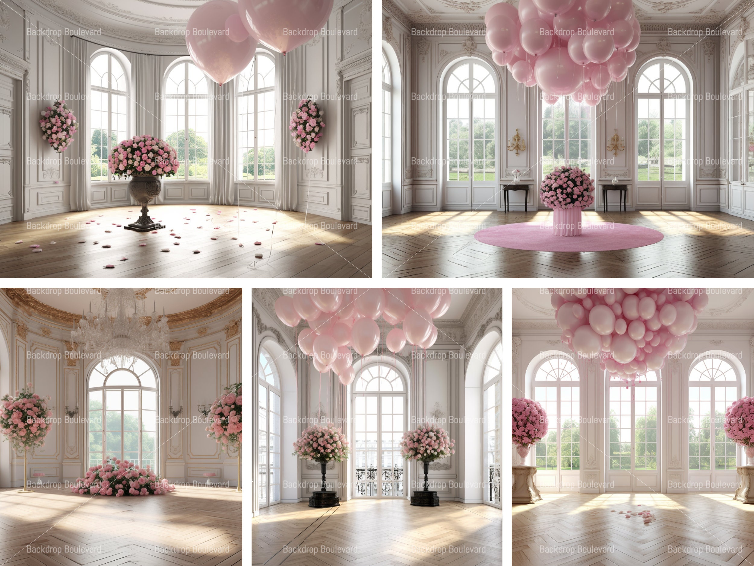 15 Pink Balloon Backdrop, Digital Backdrops, Maternity Digital ...