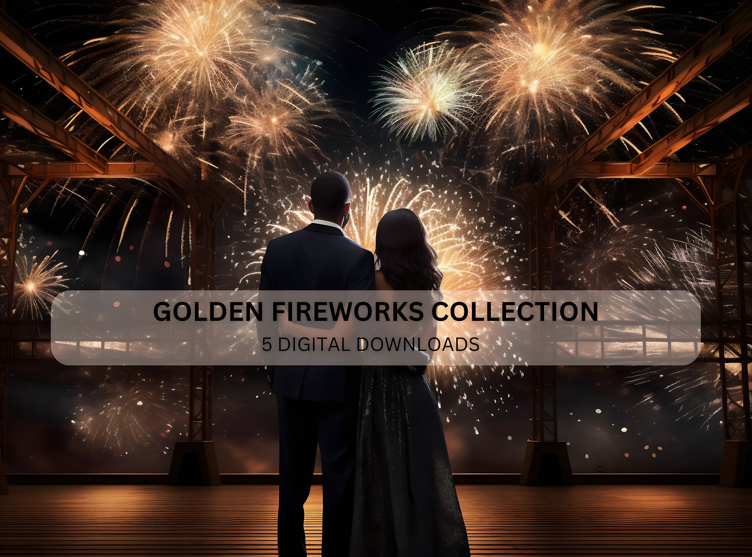 5 Digital Fireworks Digital Backdrops for Photos / New Year's Backdrop ...