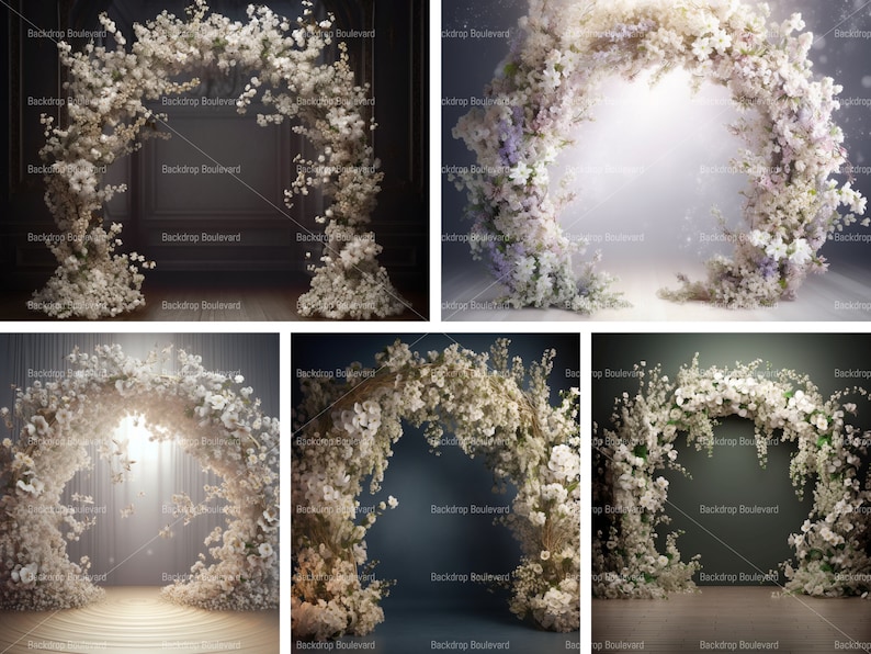 White Floral Digital Backdrops, Photography Overlays (PNG) - Etsy