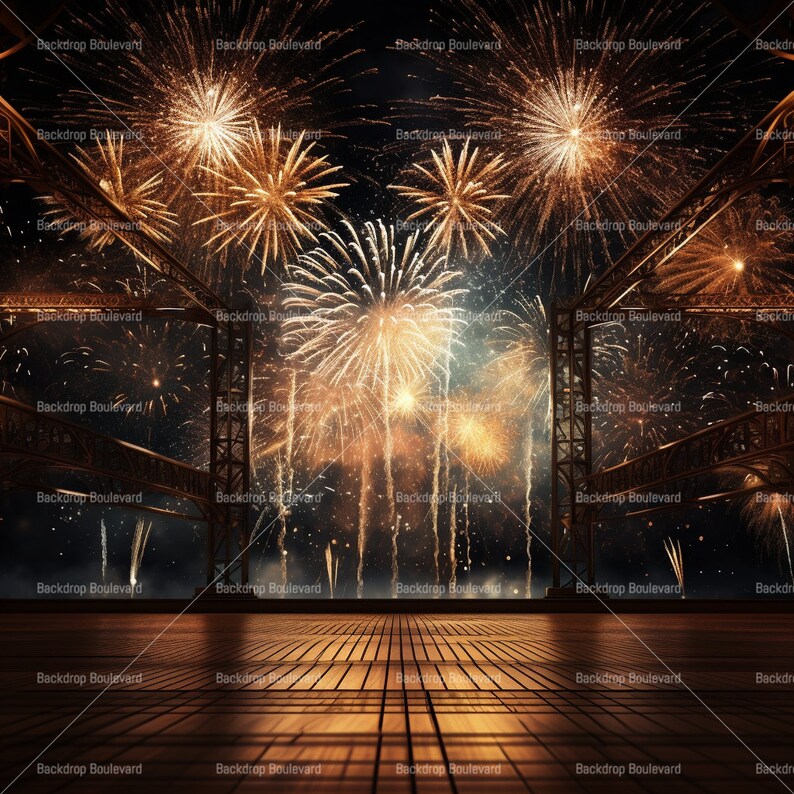 5 Digital Fireworks Digital Backdrops for Photos / New Year's Backdrop ...
