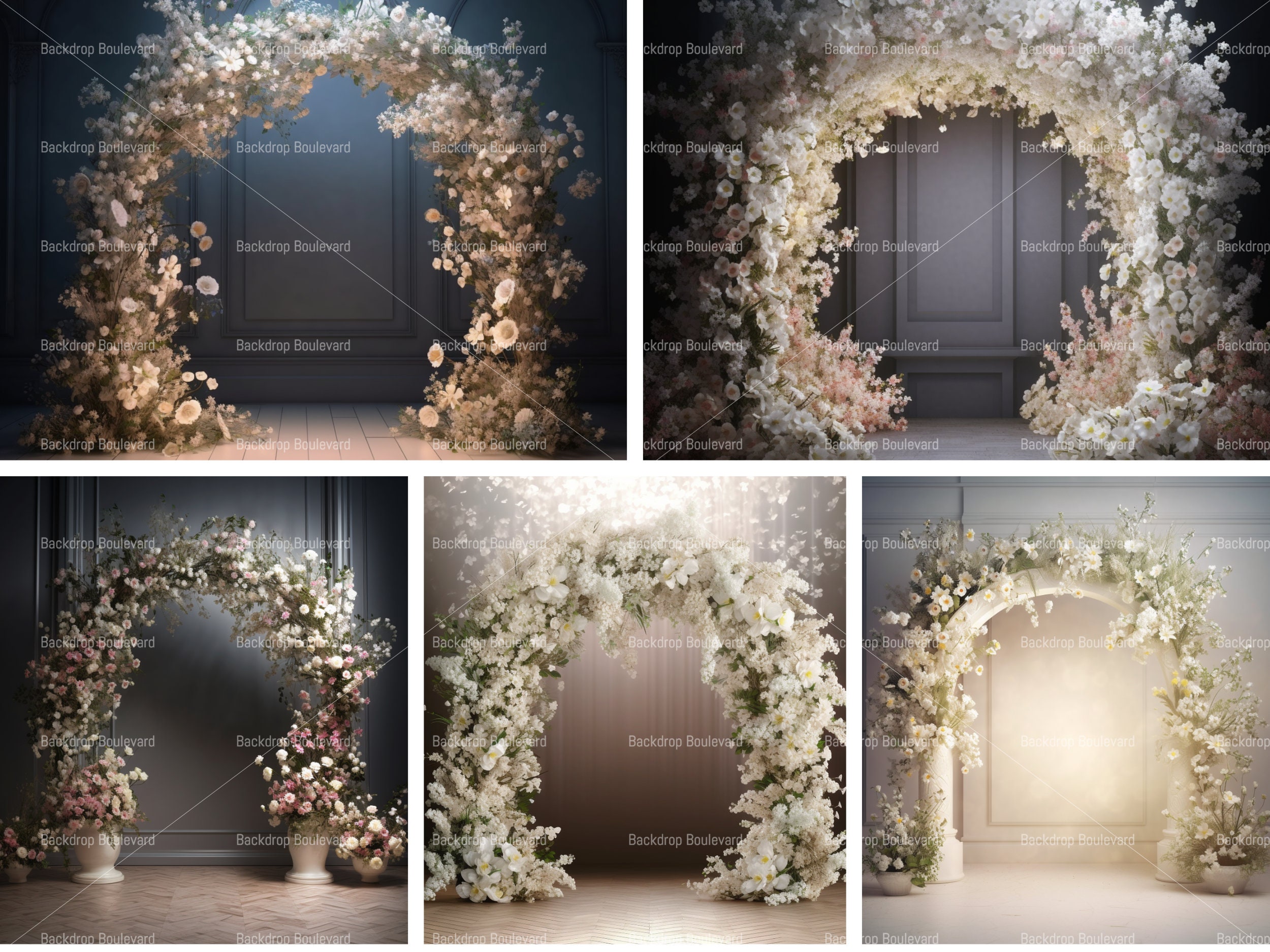 20 White Floral Digital Backdrops, Studio Backdrop Overlays, Maternity ...