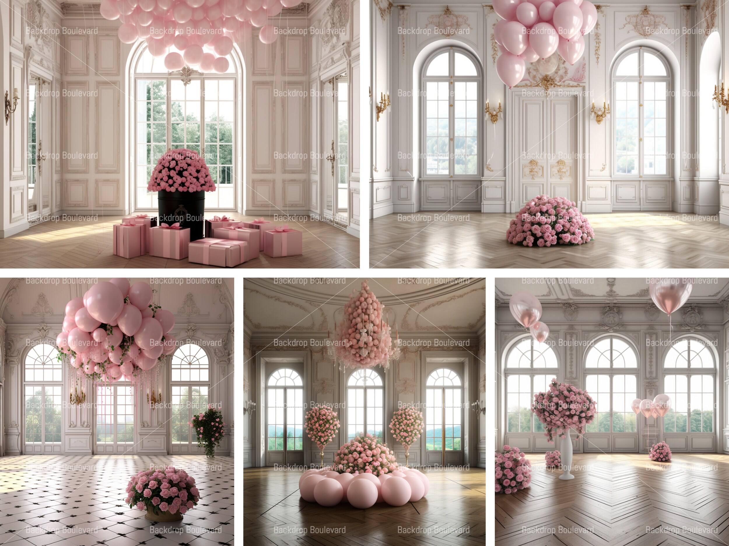 15 Pink Balloon Backdrop, Digital Backdrops, Maternity Digital ...