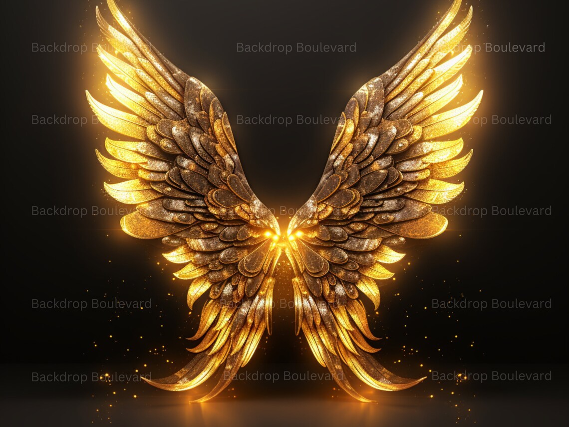 Gold Flame Angel Wings Overlay, Photography Backdrop (digital Download ...