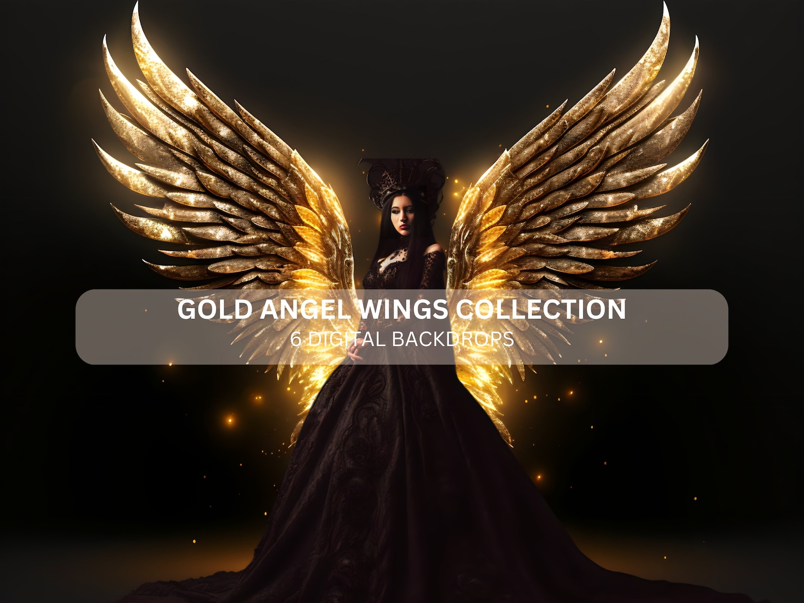 Gold Flame Angel Wings Overlay, Photography Backdrop (digital Download ...