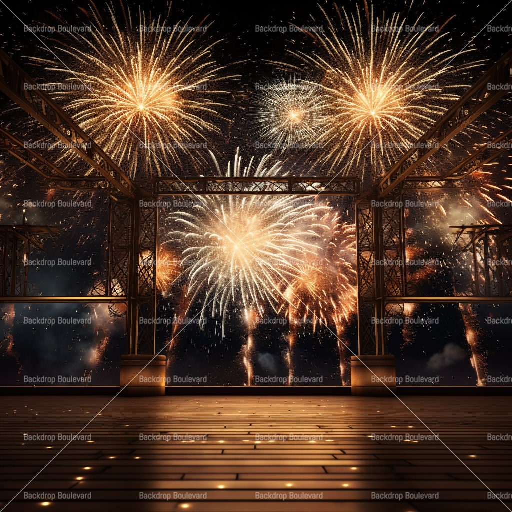 5 Digital Fireworks Digital Backdrops for Photos / New Year's Backdrop ...