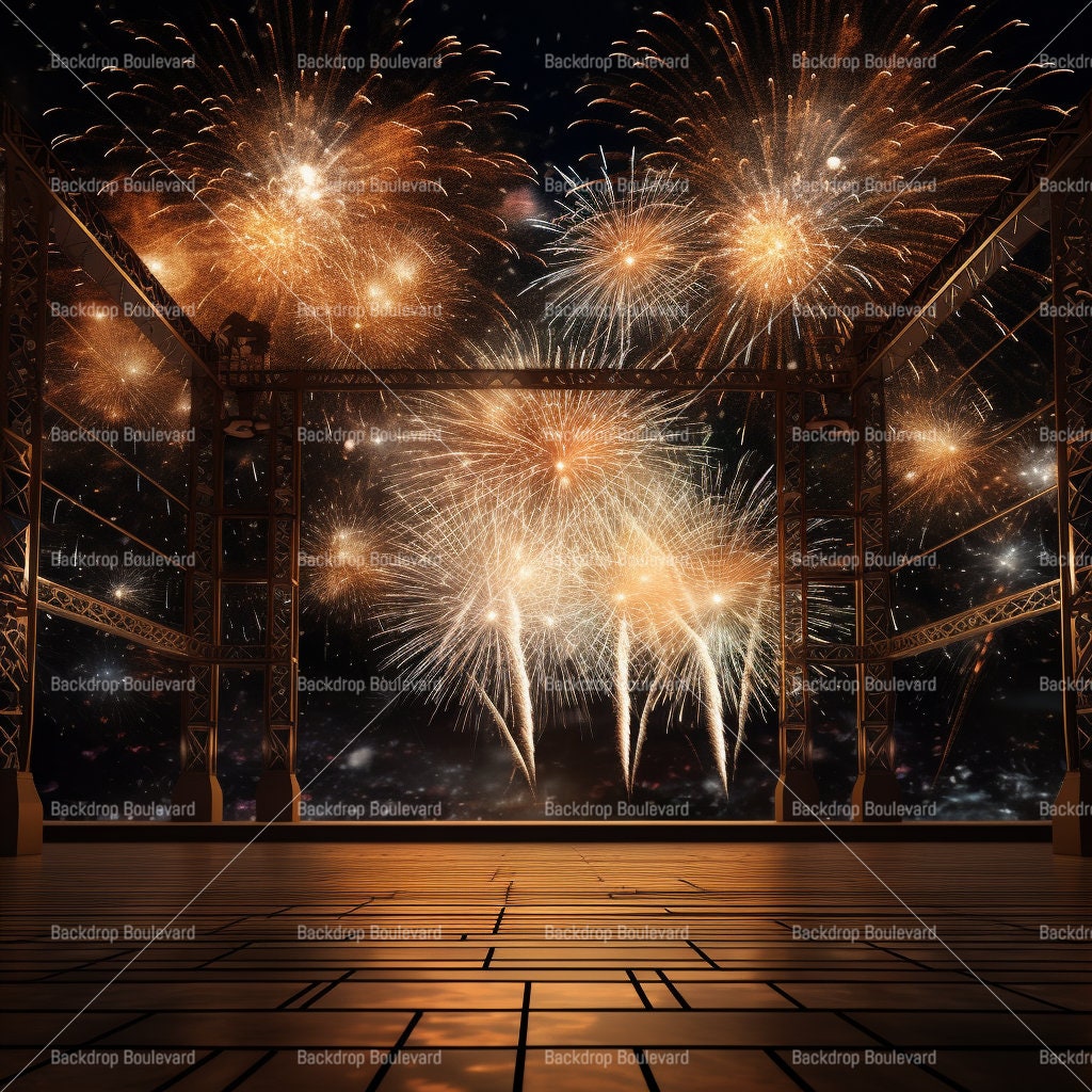 5 Digital Fireworks Digital Backdrops for Photos / New Year's Backdrop ...
