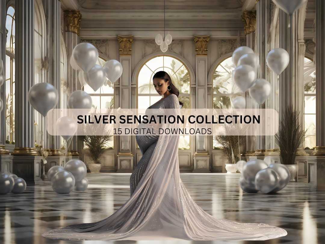 15 Silver Balloon Digital Backdrops, Maternitybirthdays, Engagements ...