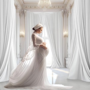15 White Draped Windows, White Room Backgrounds, Maternity Backdrop ...