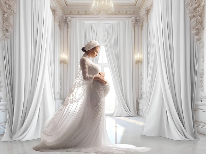 15 White Draped Windows, White Room Backgrounds, Maternity Backdrop ...