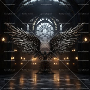 6 Metallic Black Angel Wings Abstract Digital Backdrops, Black Angel ...