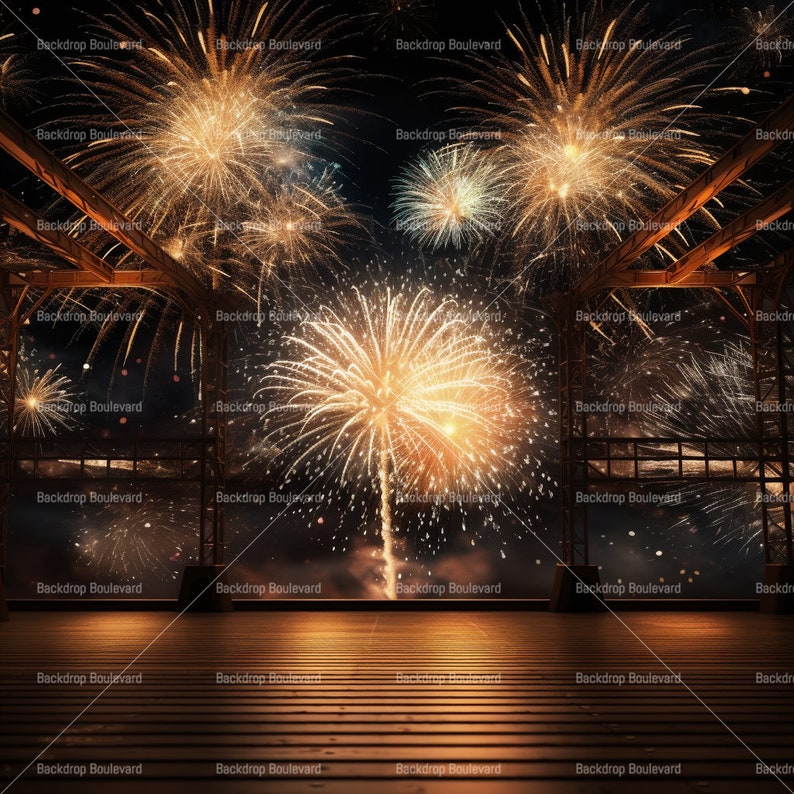 5 Digital Fireworks Digital Backdrops for Photos / New Year's Backdrop ...