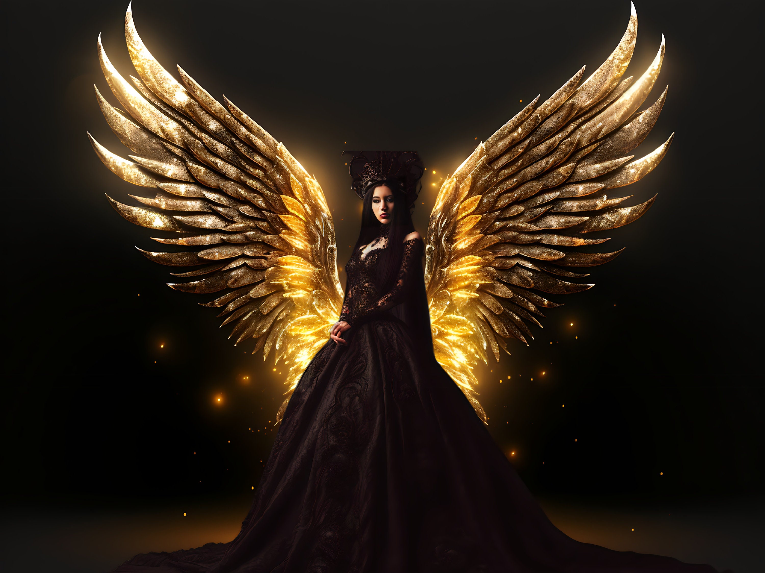 6 Gold Flame Digital Angel Wings Overlay, Photoshop Overlays, Angel ...
