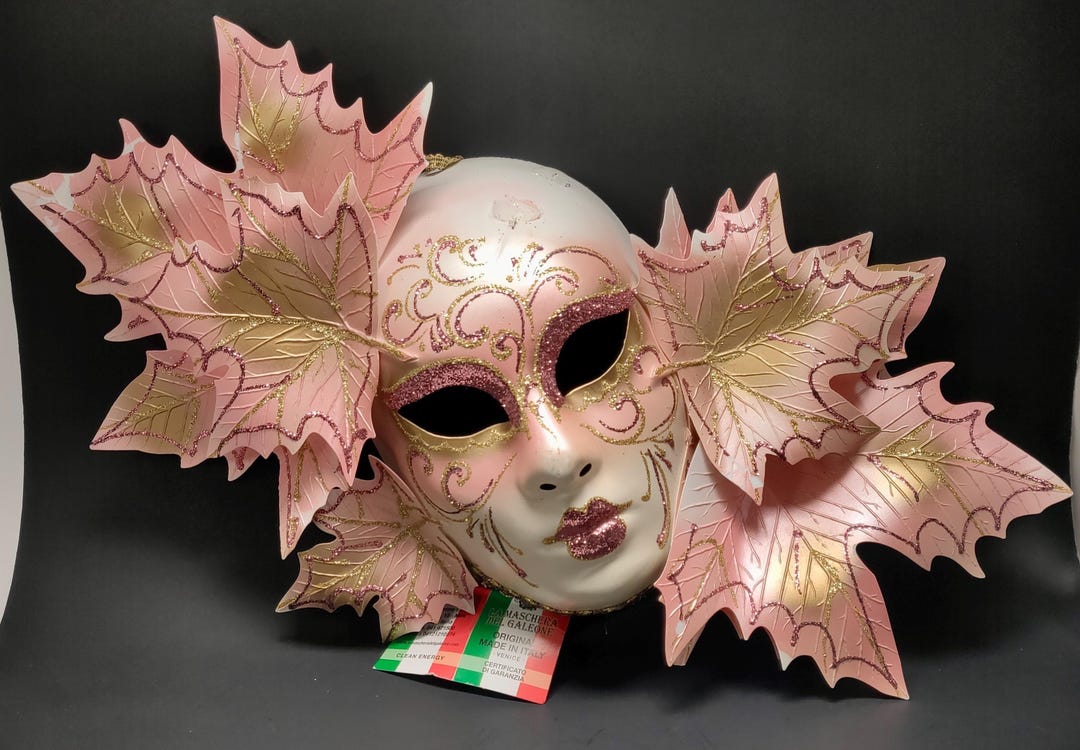 Exquisite Pink & Gold Venetian Leaf Mask – Handmade in Italy ...