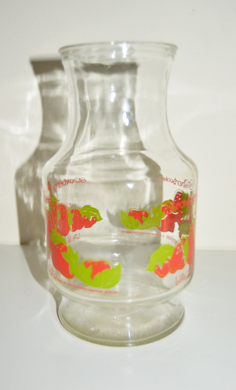 Strawberry Shortcake Glass Juice / Water Pitcher Carafe - Sweet ...