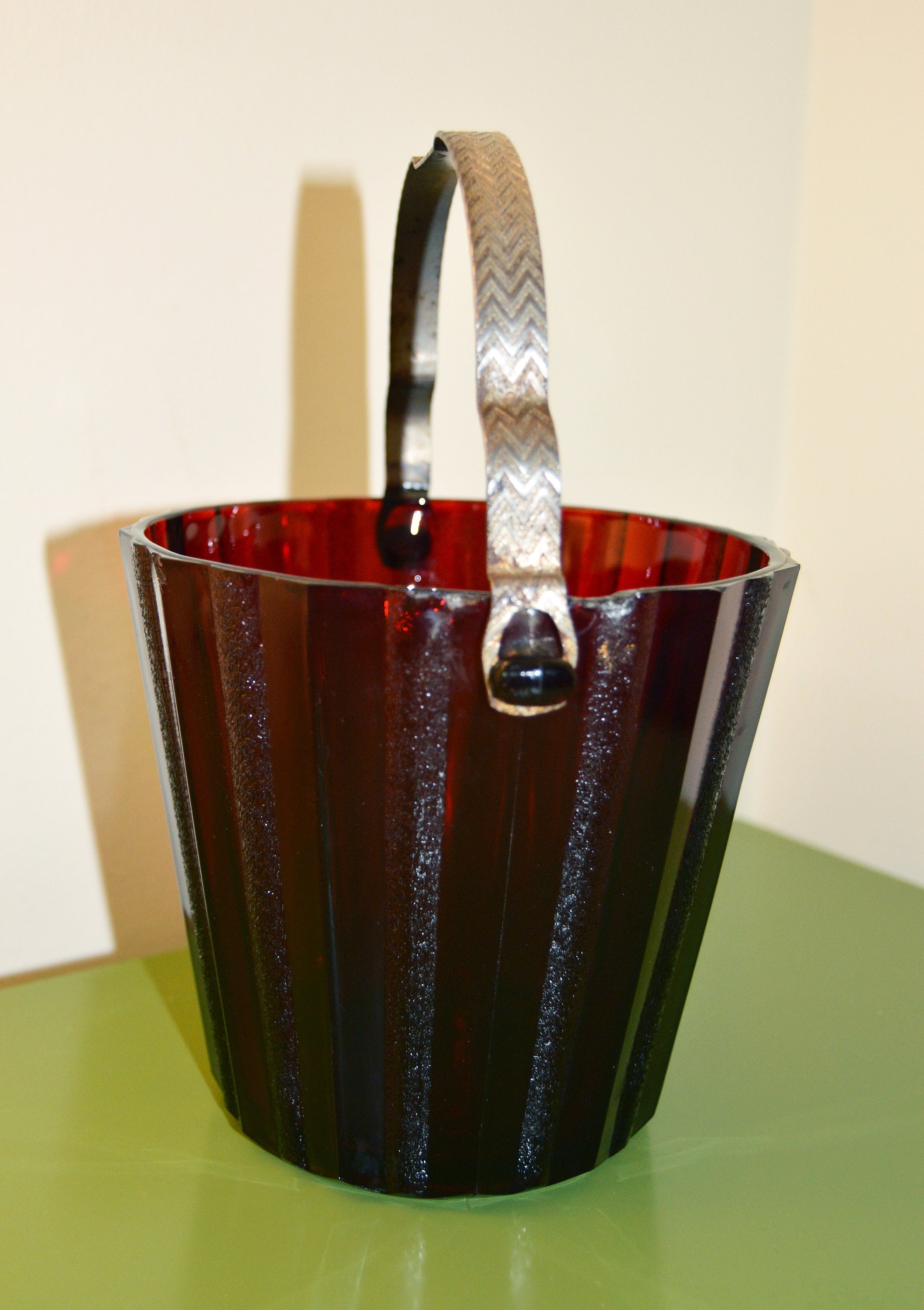 Anchor Hocking Ruby Red Ice Bucket - Removable Handle - Etsy