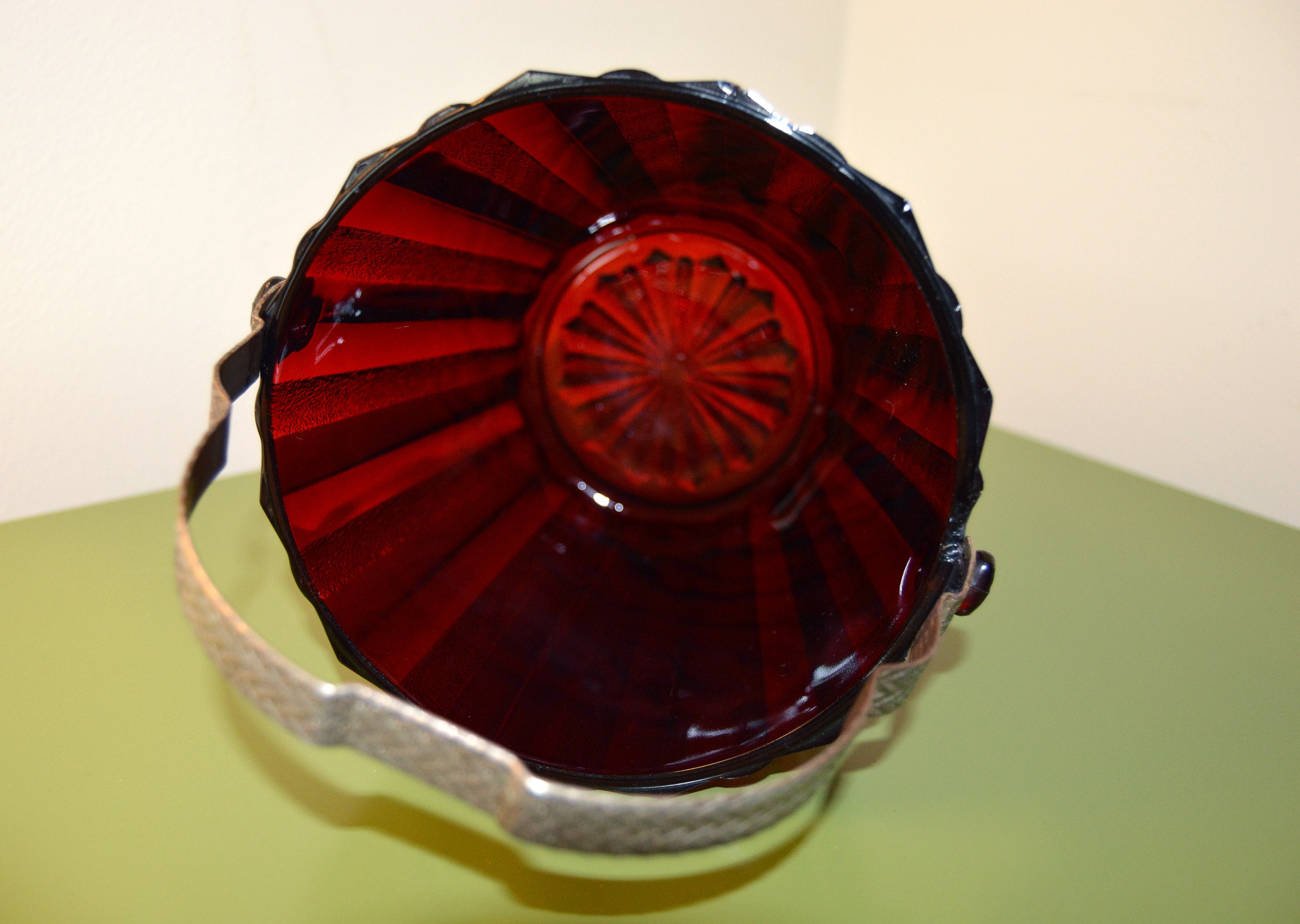 Anchor Hocking Ruby Red Ice Bucket - Removable Handle - Etsy