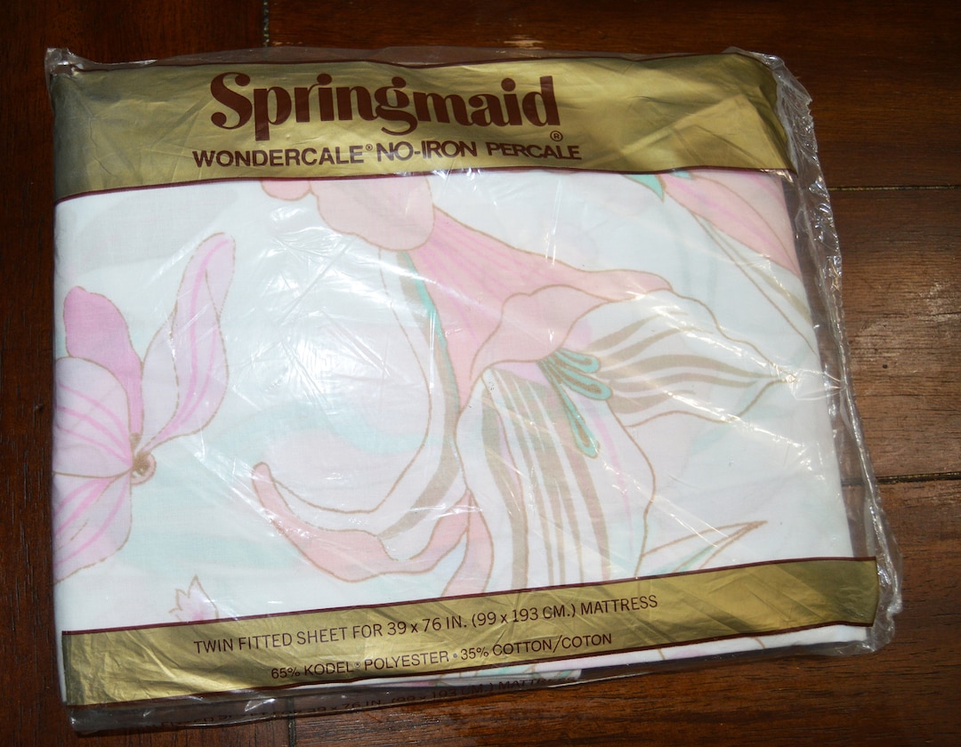 Vintage Springmaid Wondercale No-iron Percale Floral Twin Fitted Sheet ...