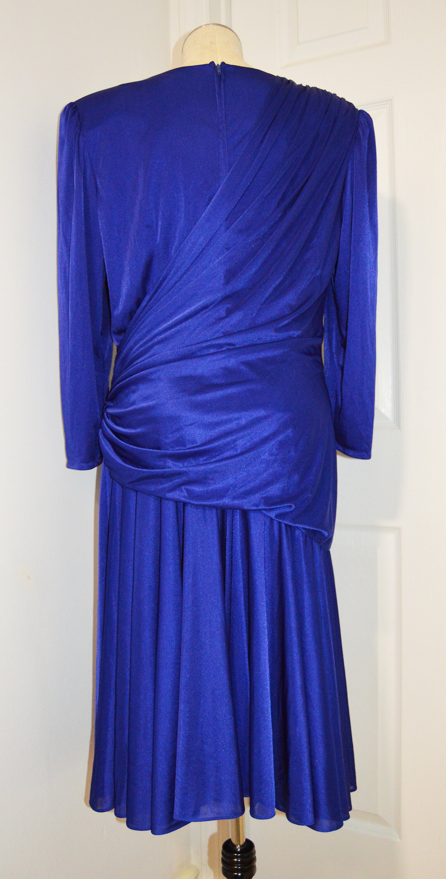 VTG ABBY KENT Royal Blue Drape and Applique Cocktail 80s Dress Sz 14 - Etsy
