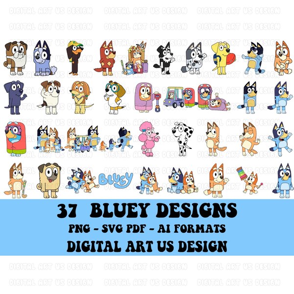 Bluey the Dog Clipart - Etsy