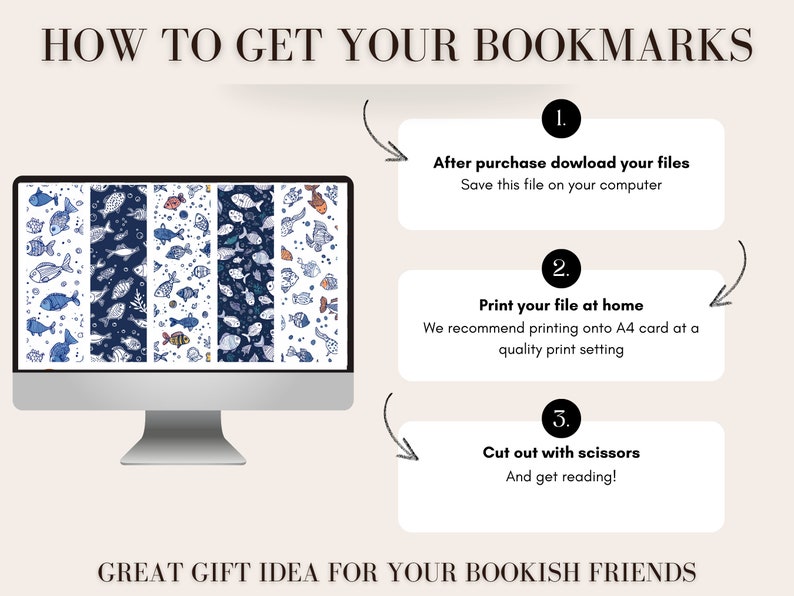 10 Fish Printable Bookmarks | Sea Creature Bookmark | Pattern Bookmark ...