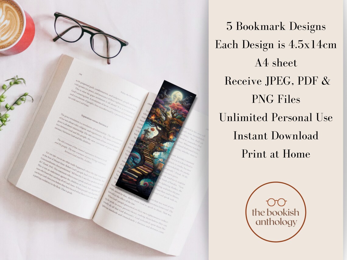 Set of 5 Fantasy World Printable Bookmarks Printable Fantasy Bookmark ...