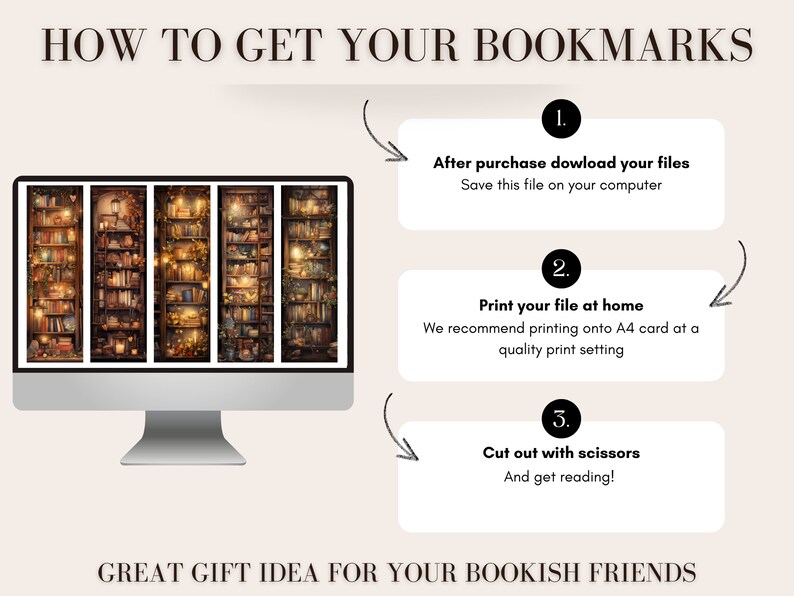 Set of 10 Cozy Bookmarks Printable Bookshelf Bookmark for Bookworm ...